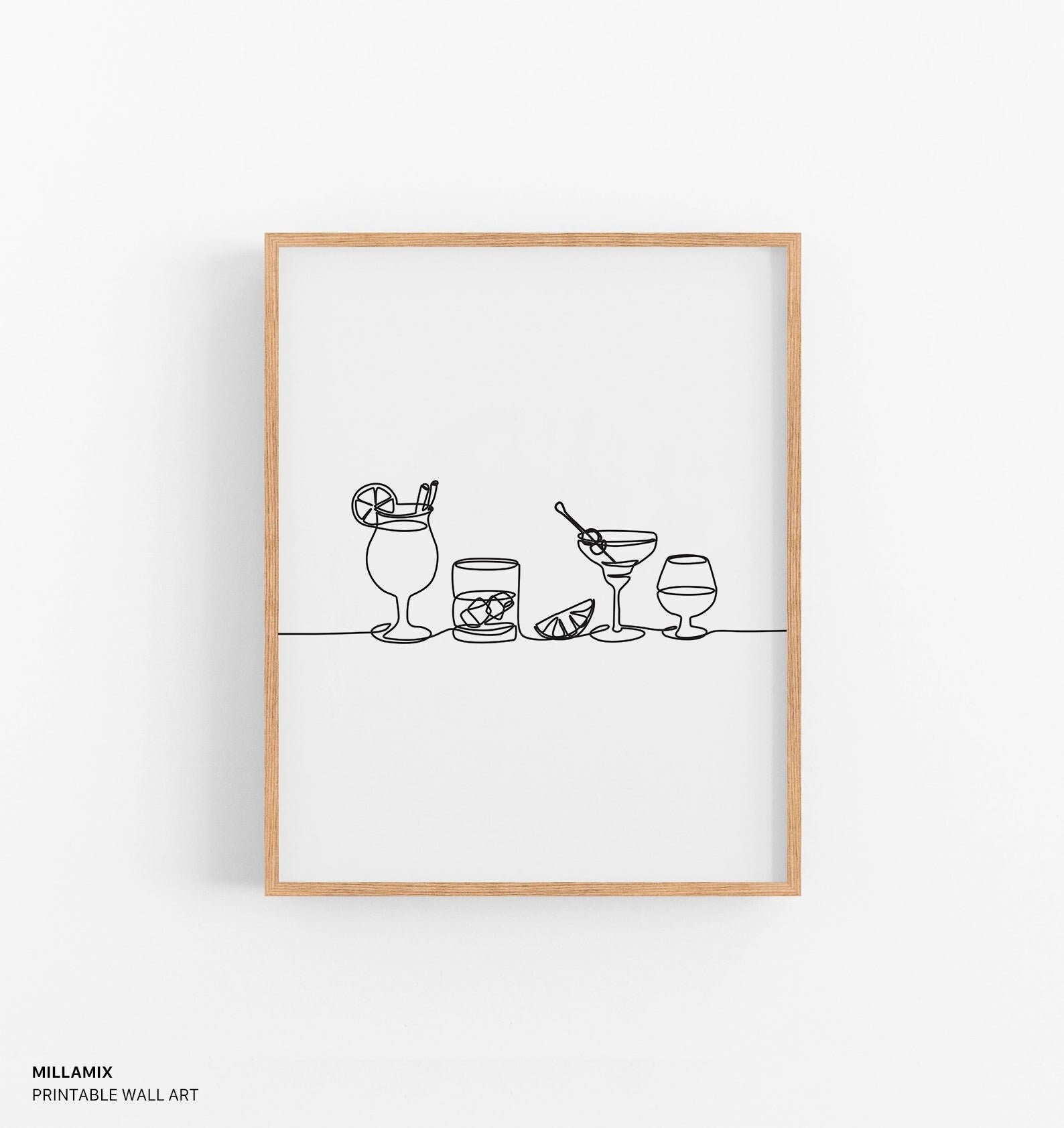 Wine Gallery Wall Art Fine Line Bar Drinks Print Kitchen | Etsy