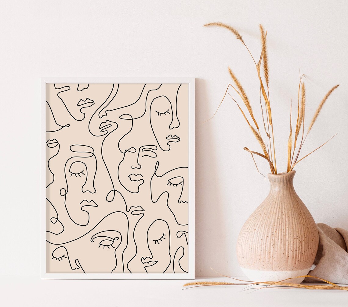 Single Line Face Art Print Simple Line Art Female Face - Etsy
