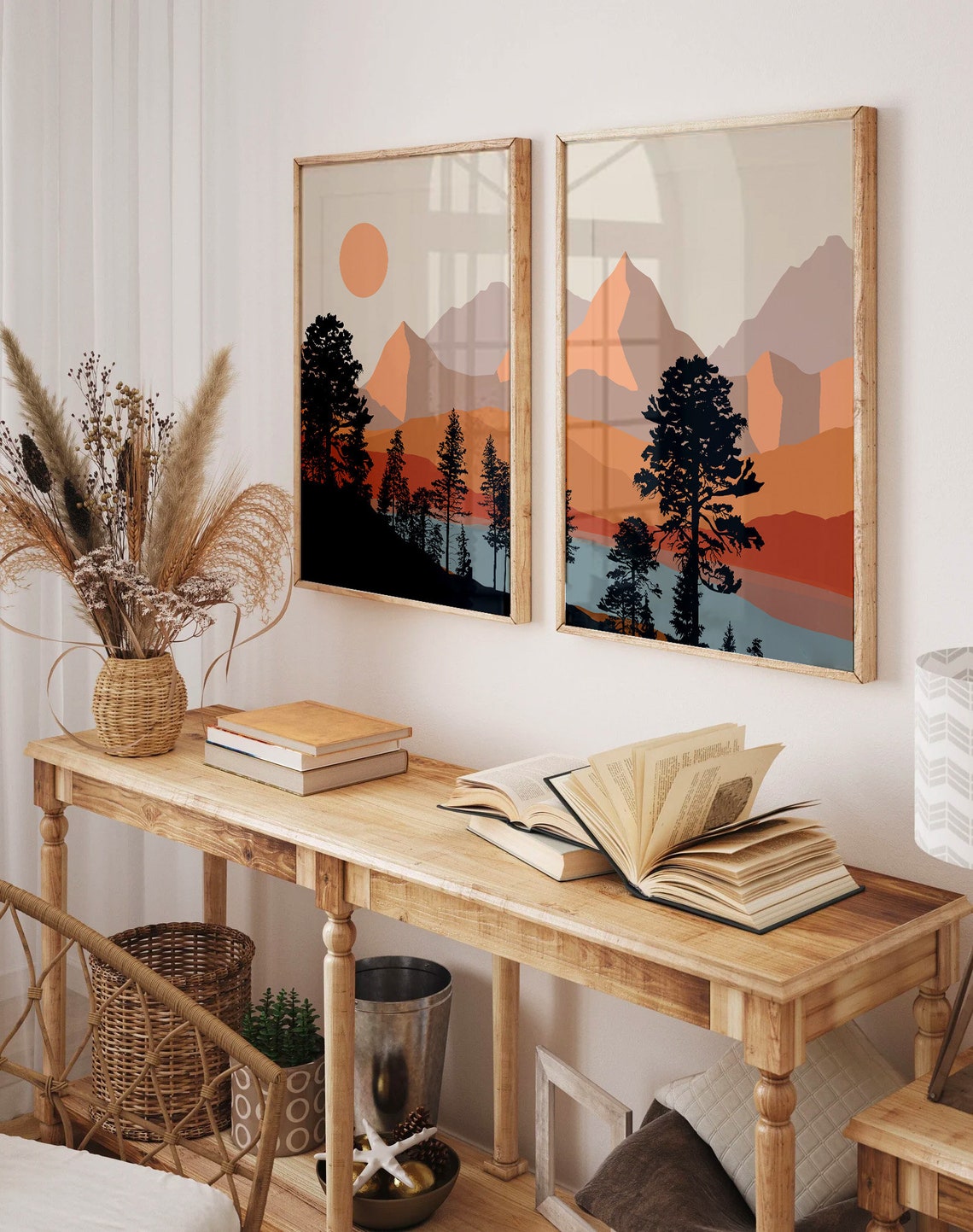 2 Piece Art Prints Abstract Poster Set Bedroom Wall Art Mid - Etsy