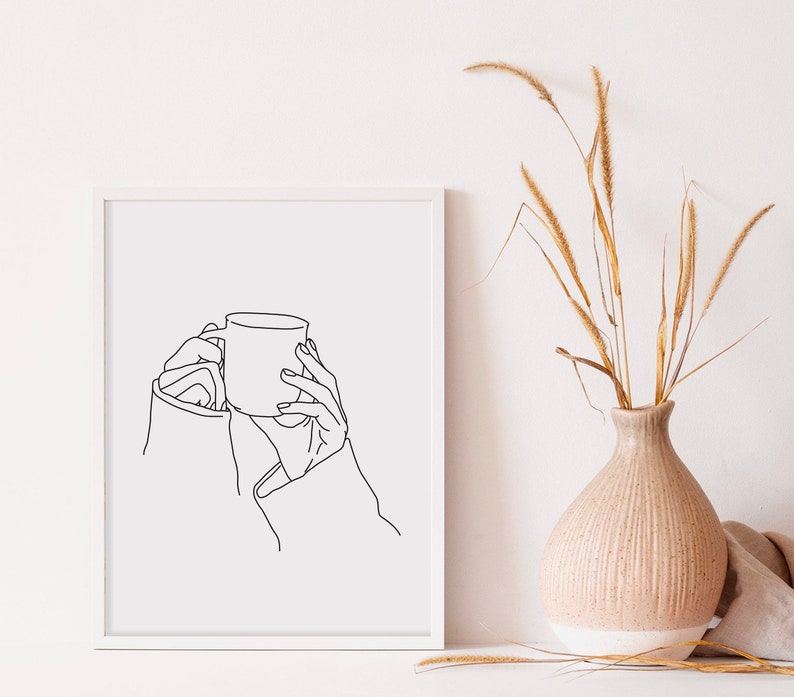Coffee Hands Art Print Line Abstract Coffee Art Print Line - Etsy