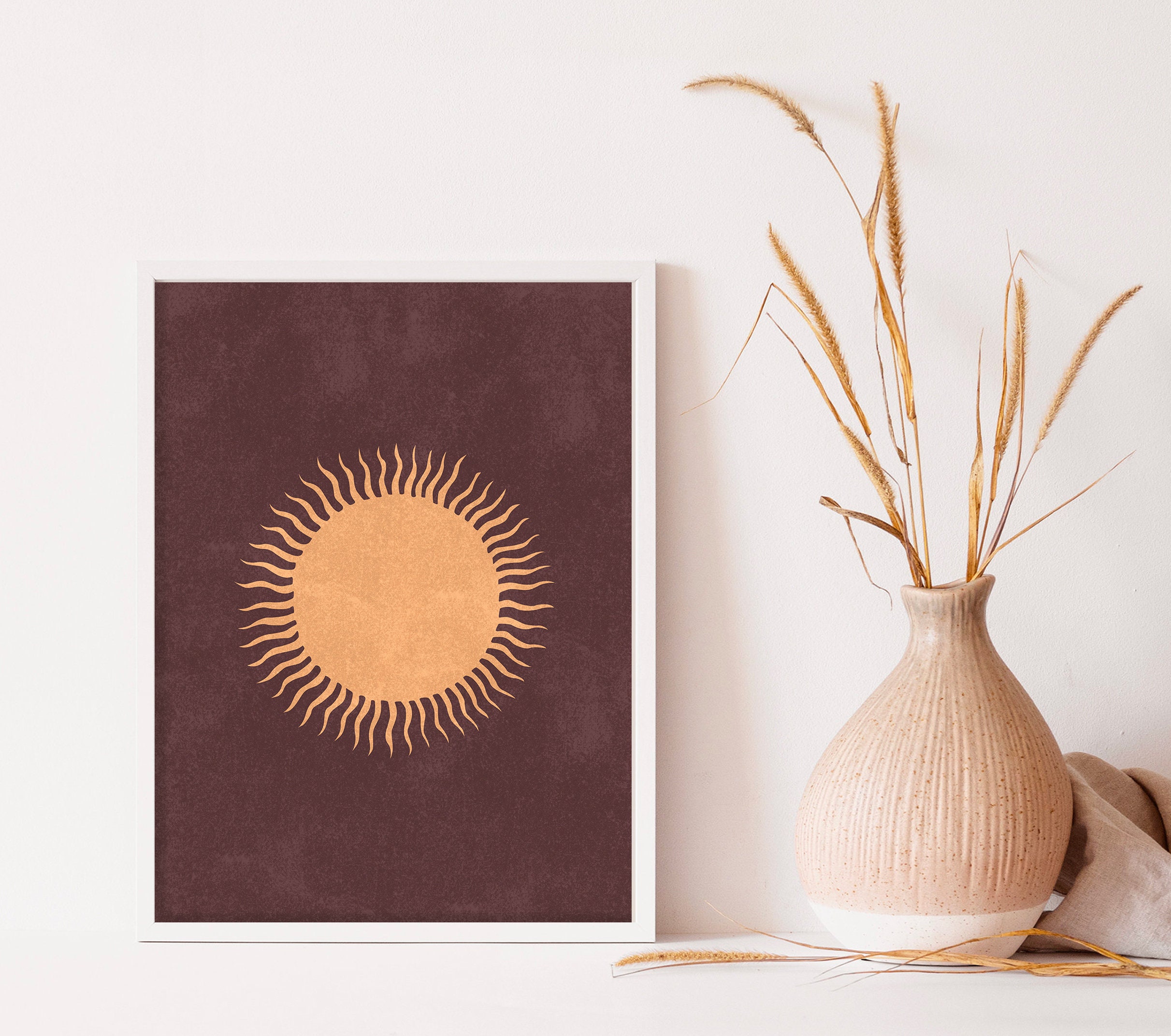 Sun Illustration Mid Century Modern Sun Print Style Printable | Etsy