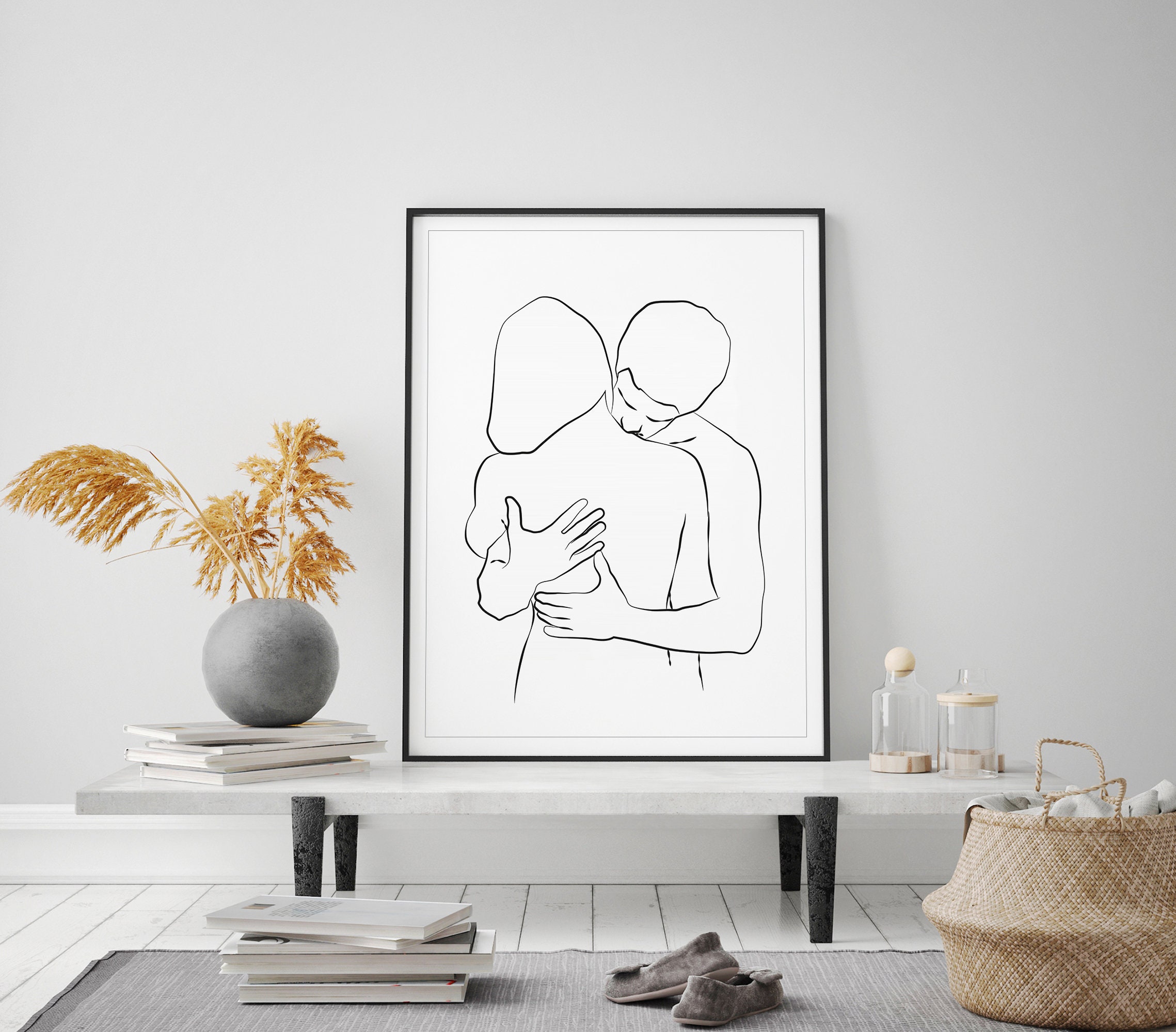 Abstract Couple Line Art Romantic Poster Body Couple One Line Etsy 