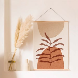 Abstract Boho Leaf Art Print, Printable Wall Art, Neutral Boho Decor ...