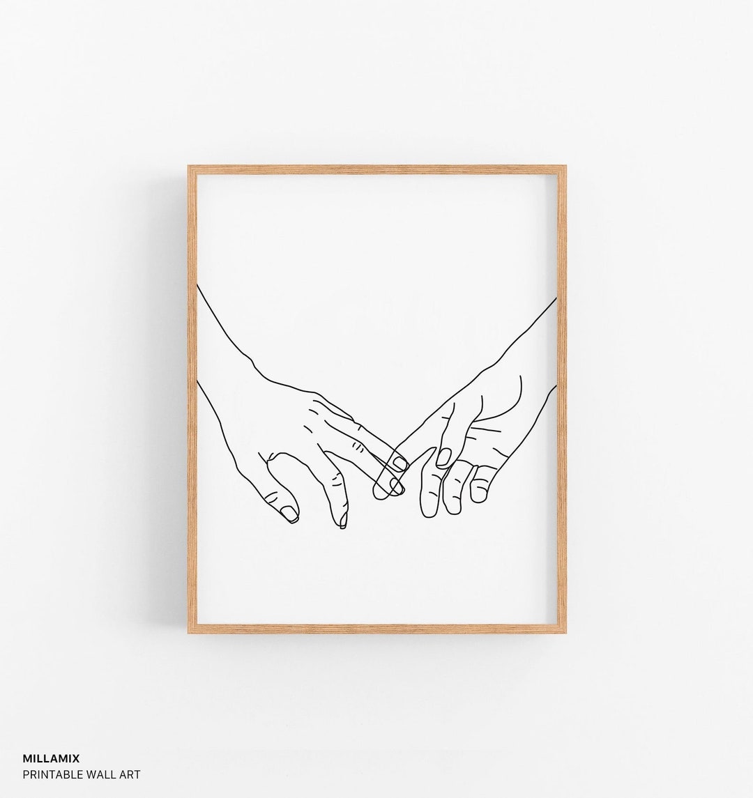 Hands Line Art, Line Drawing Print, Holding Hands Print, Line Art ...