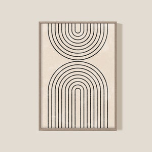 Mid Century Modern Rainbow Printable Wall Art Digital Print, Neutral ...