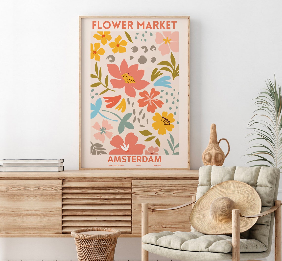 Flower Market Set Of 6 Prints Botanical Poster Flower Market Etsy