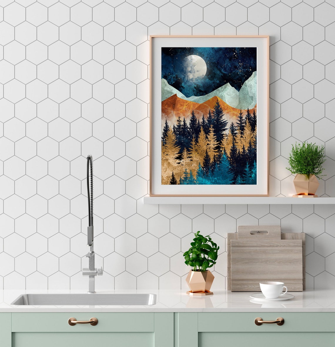 Abstract Night-time Landscape Art Mountains Wall Art Hills - Etsy