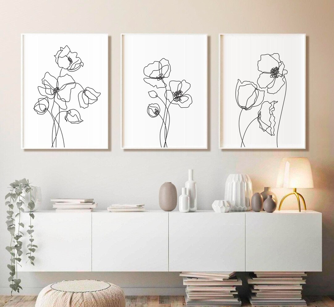 Single Line Art Prints, Minimalist Wall Art, One Line Art Set ...