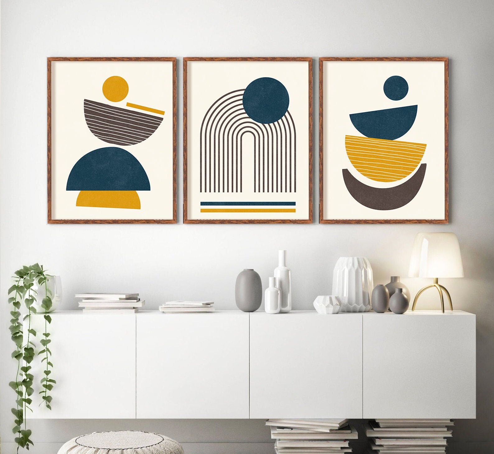 Abstract Art Set of 3 Gallery Wall Bundle Mid Century Modern - Etsy