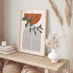 Set of 3 Mid Century Wall Prints | Terracotta Botanical Prints | Living ...
