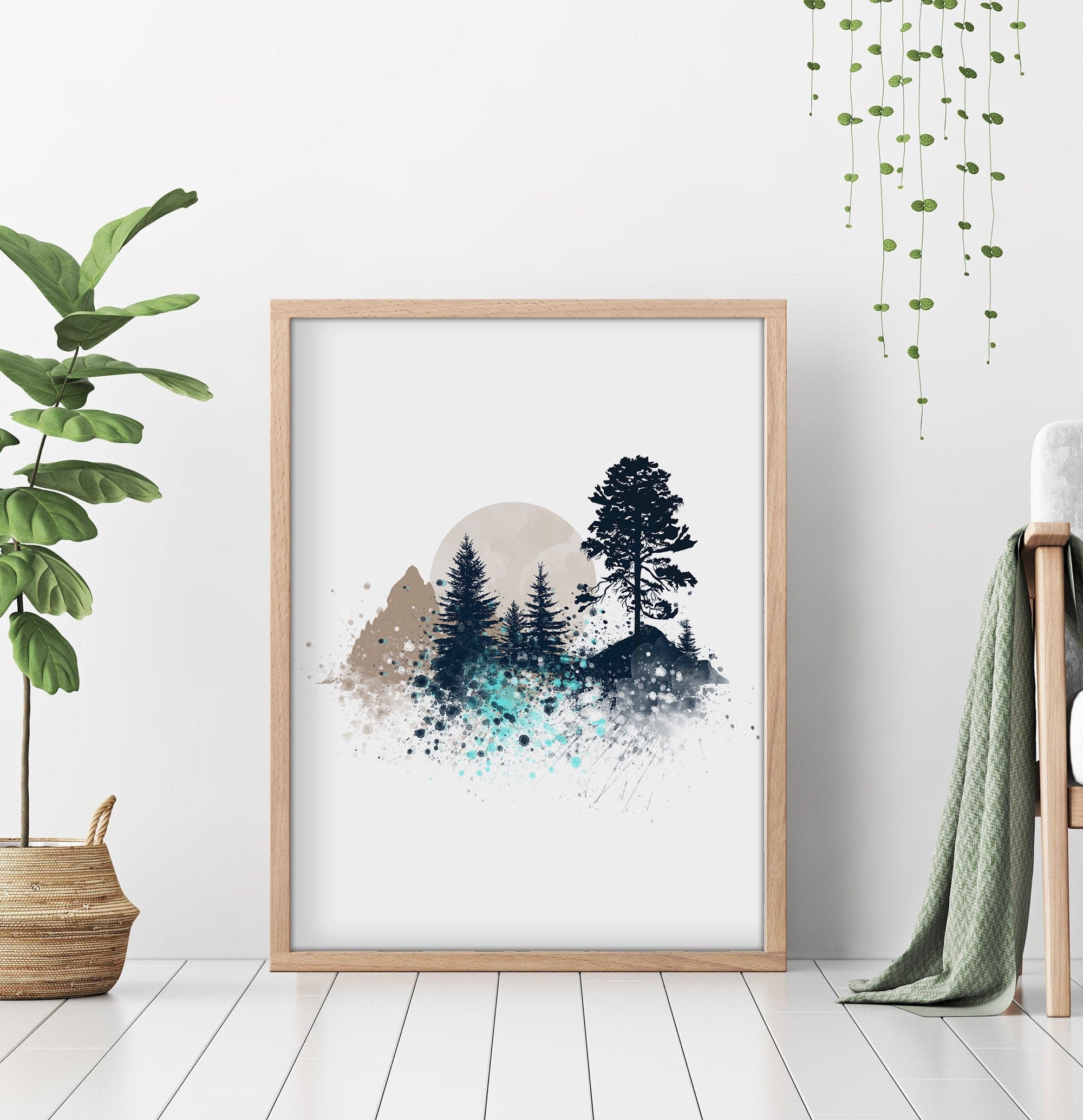 Blue Mountain Wall Art Art Prints Watercolor Poster Nature | Etsy