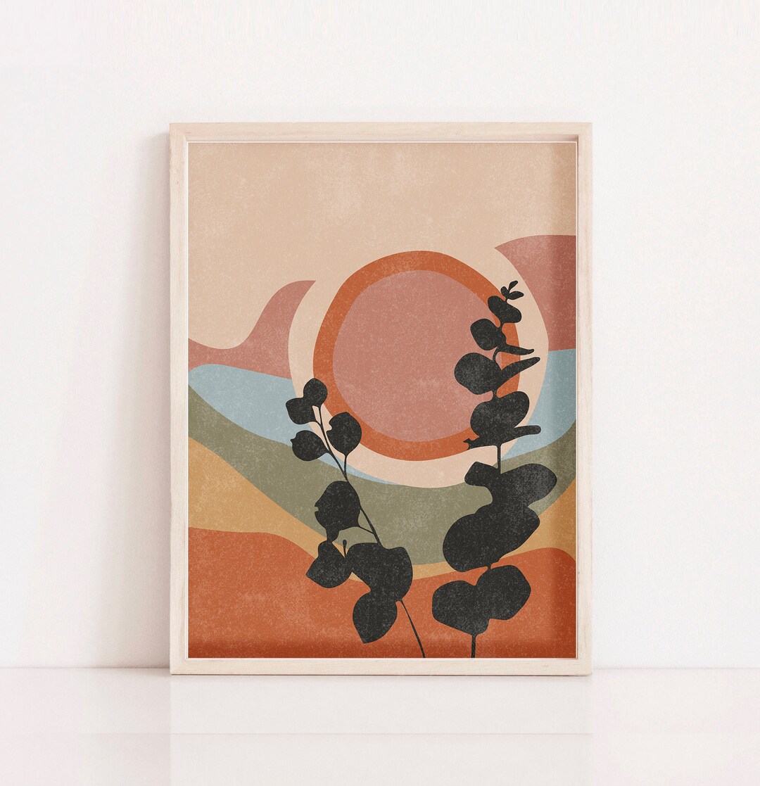 Minimalist Landscape Art Print, Abstract Sun Wall Art, Abstract ...