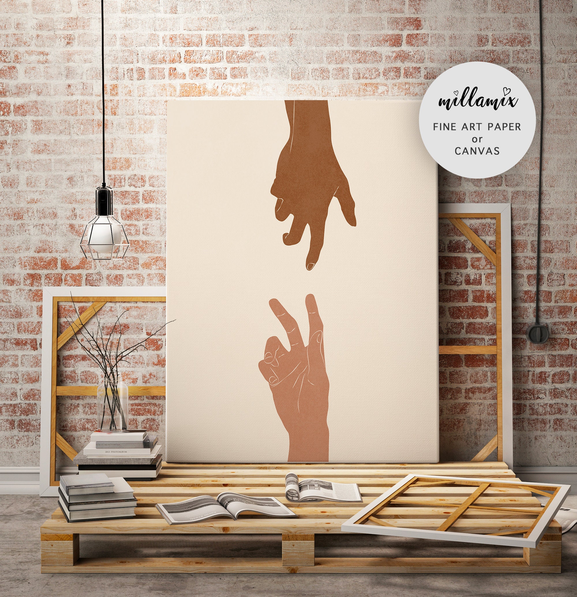 Abstract Hand Illustration Printable Wall Art Black and | Etsy