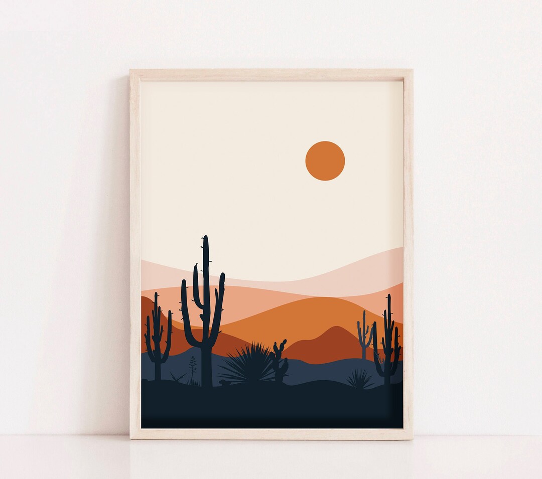 Mid Century Modern Desert Print, Cactus Print, Southwestern Decor ...