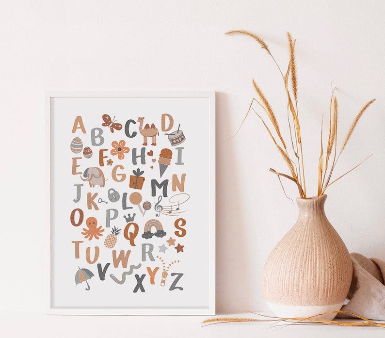 ABC Poster Alphabet Poster Printable Wall Art Alphabet Print - Etsy