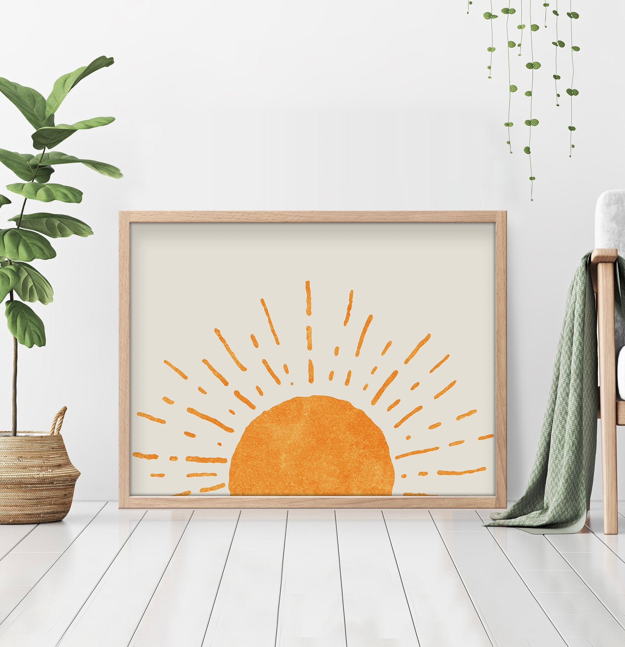 Boho Decor Abstract Sun Art Print Mid Century Modern Printable Art ...