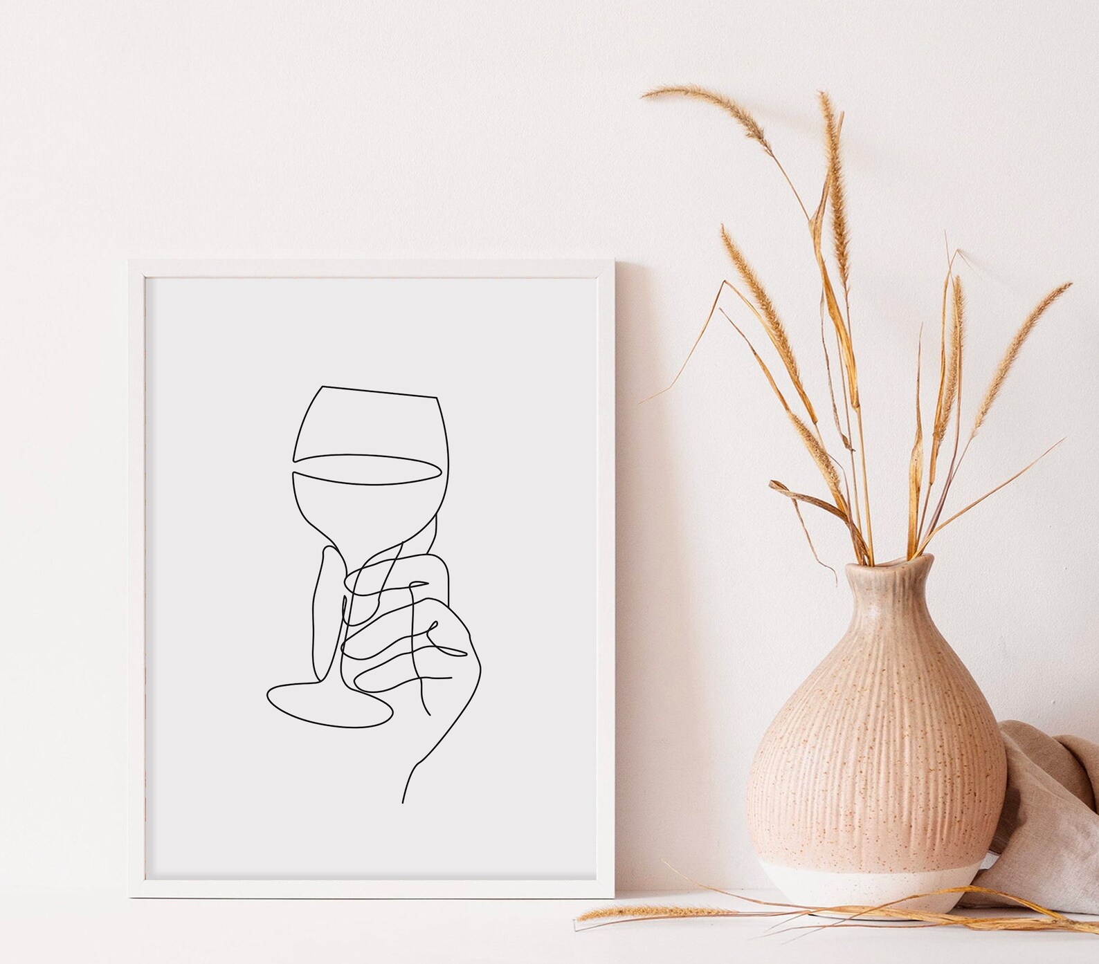 Wine Print Fine Line Drinks Cheers Bar Cart Prints Kitchen | Etsy