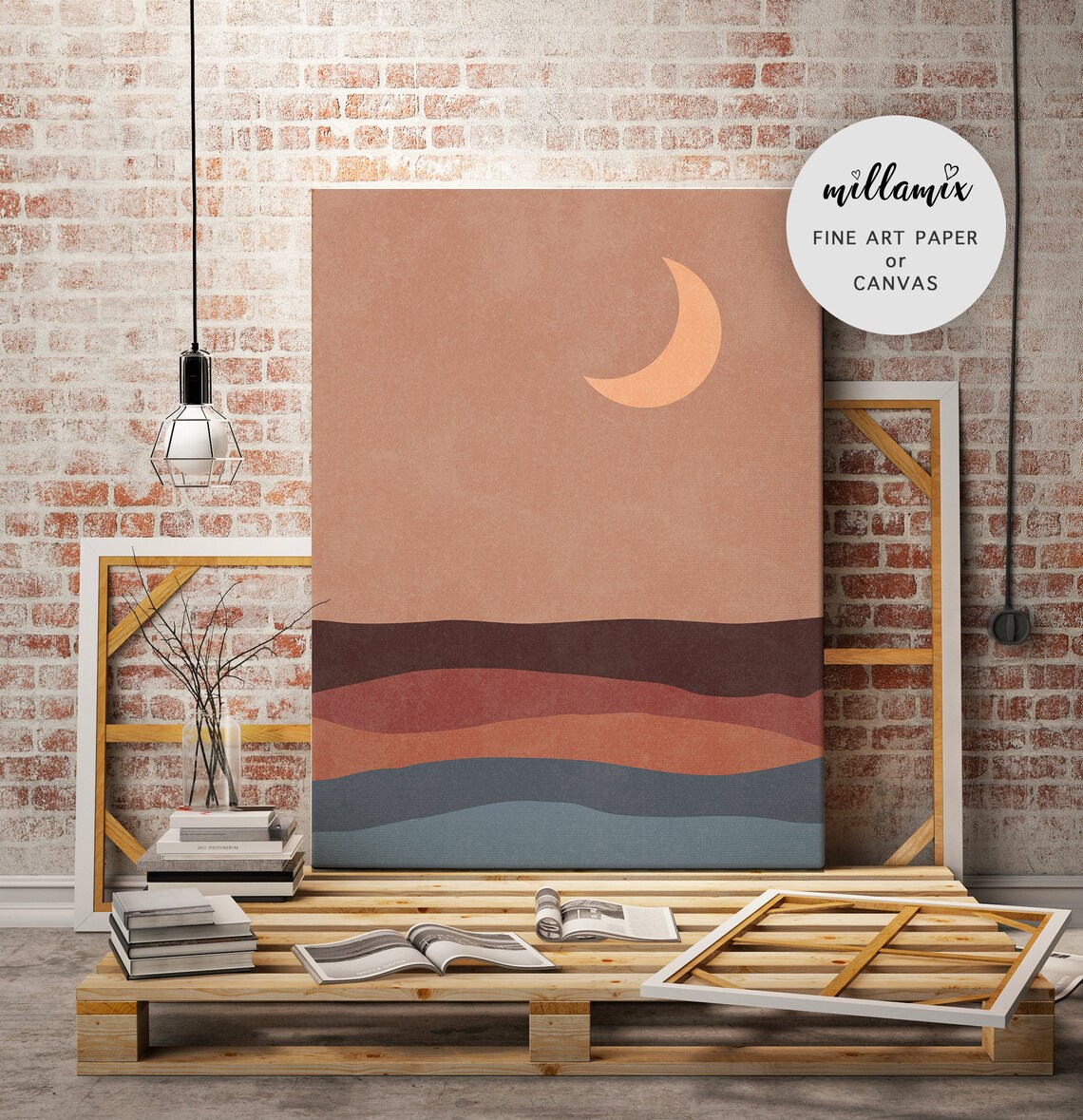 Abstract Moon Wall Art Night Sky Poster Printable Celestial | Etsy