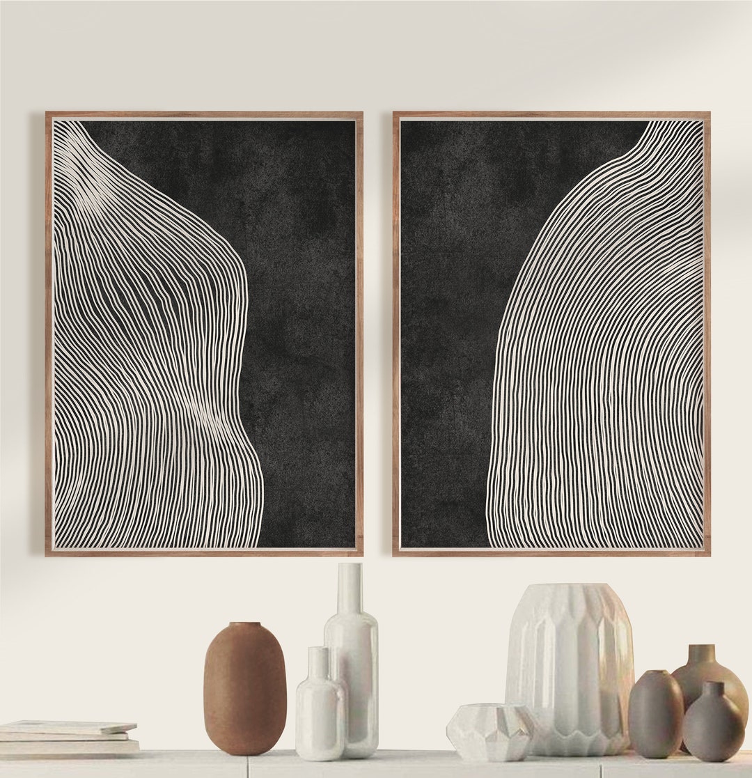 Printable Geometric Art Set of 2, Mid Century Modern Wall Art Set, Boho ...