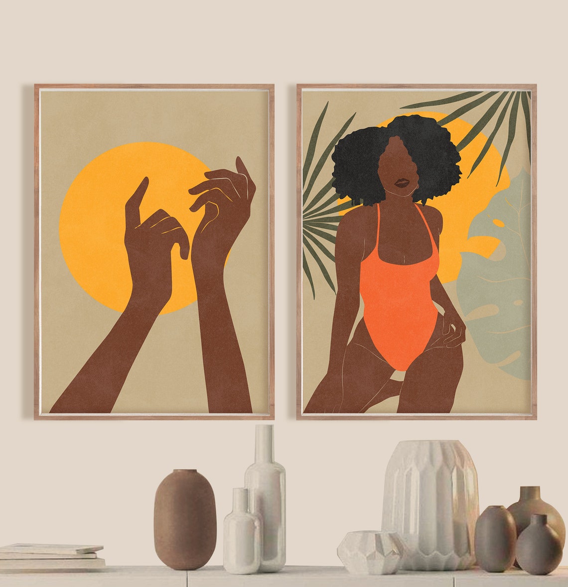Minimal Woman Figure Art Woman Profile Print Set of 2 | Etsy