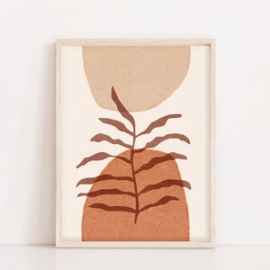 Abstract Boho Leaf Art Print, Printable Wall Art, Neutral Boho Decor ...