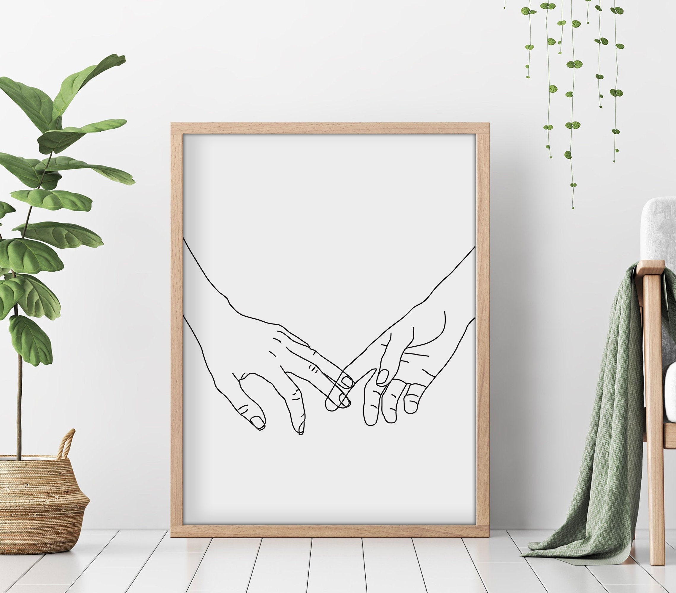 Hands Line Art Line Drawing Print Holding Hands Print Line | Etsy
