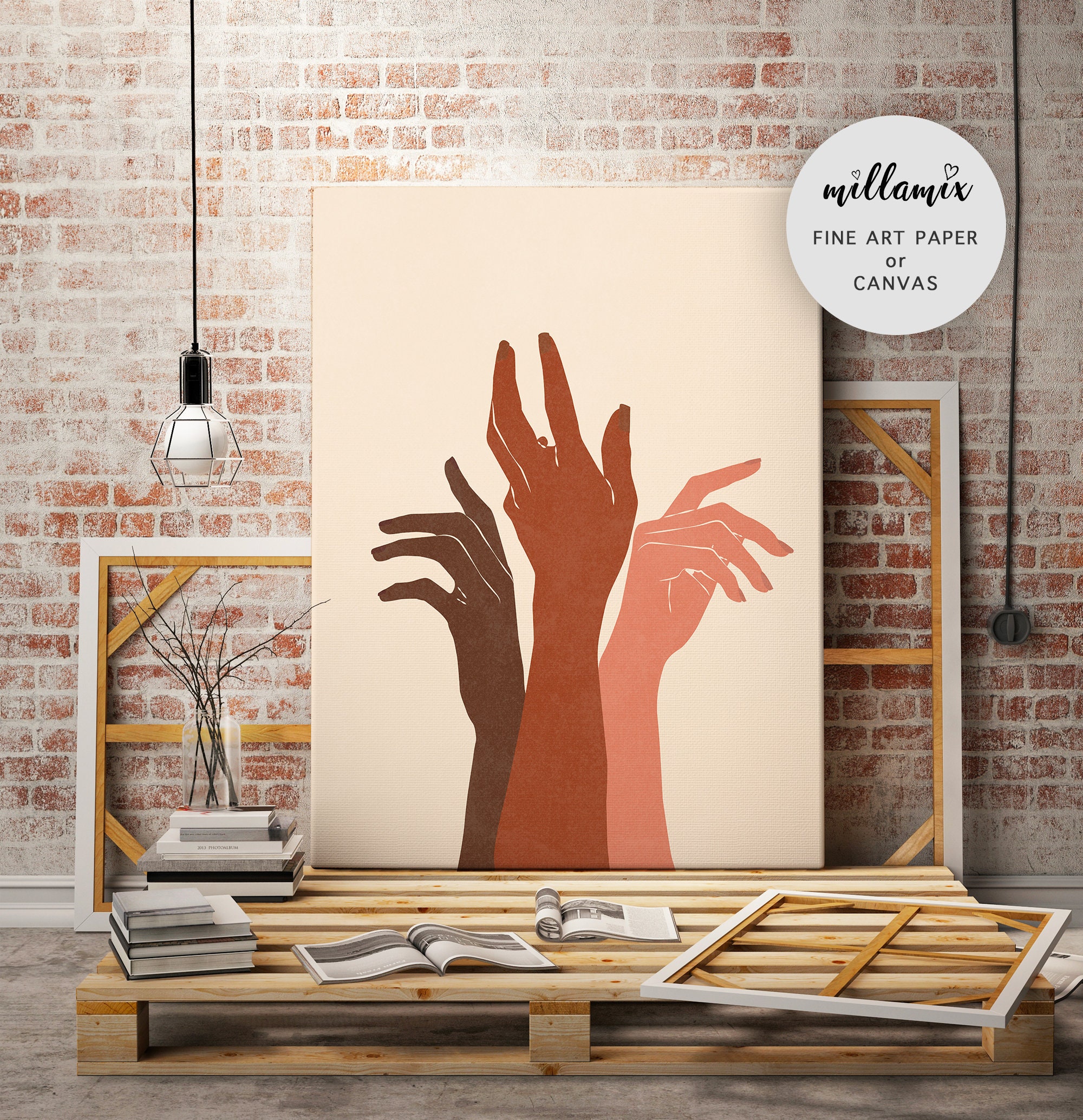 Abstract Hands Art Print Black Girl Poster Stay Together | Etsy