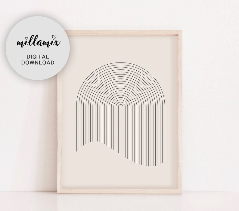 Rainbow Printable Wall Art Mid Century Modern Digital Print - Etsy