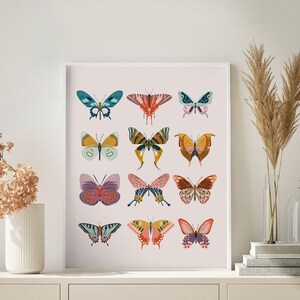 Boho Butterflies Printable Wall Art Digital Print, Modern, Retro, Girl ...
