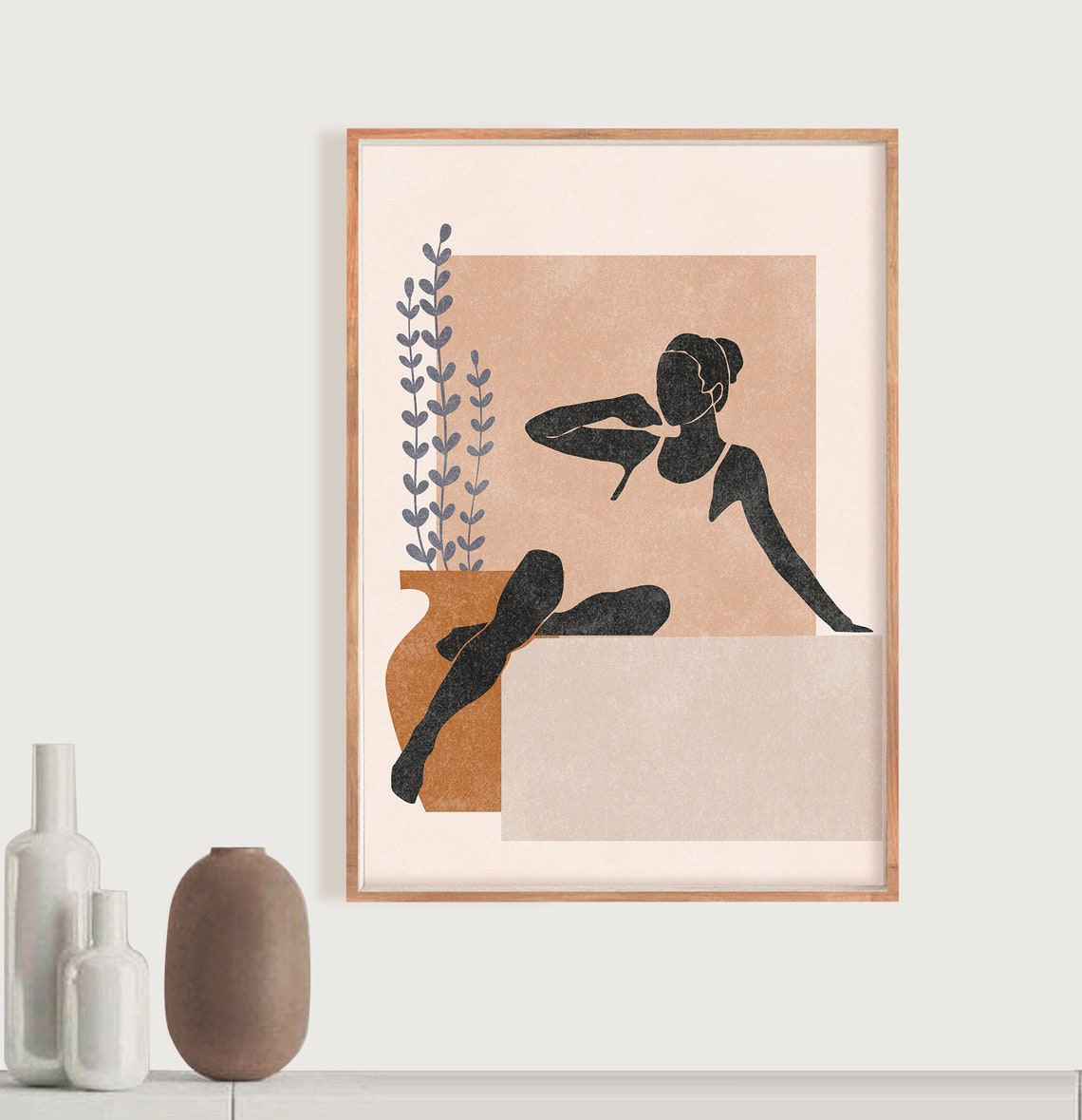 Boho Art Woman Line Drawing Print Set of 2 Abstract Woman | Etsy