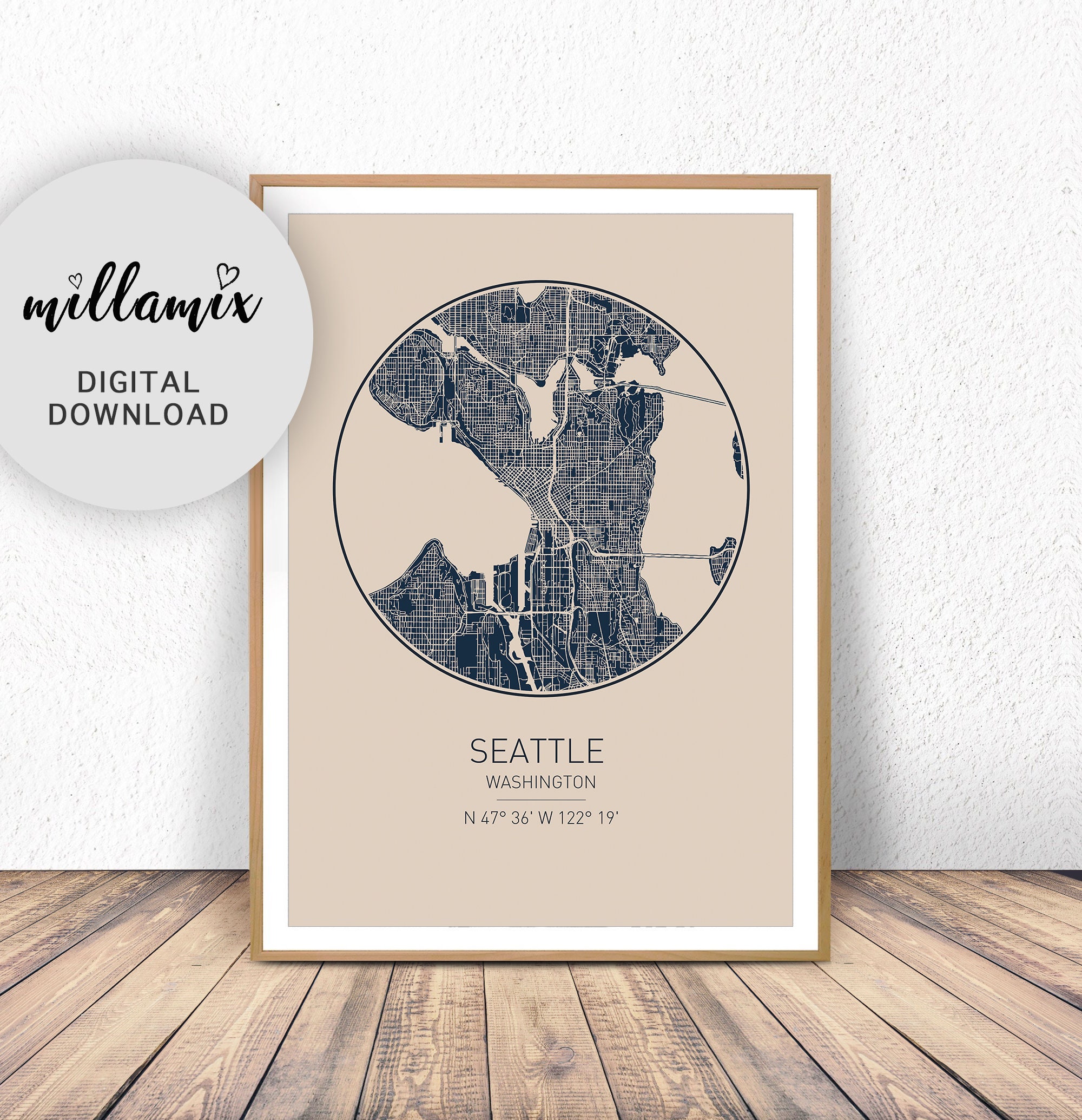 Impresión de mapa de Seattle mapas de la ciudad de - Etsy México