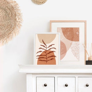 Abstract Boho Leaf Art Print, Printable Wall Art, Neutral Boho Decor, Instant Digital Download ...