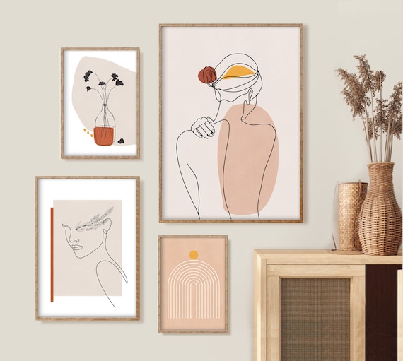 Home & Living Prints Set Of 4 Boho Printables Boho Abstract Cutouts ...