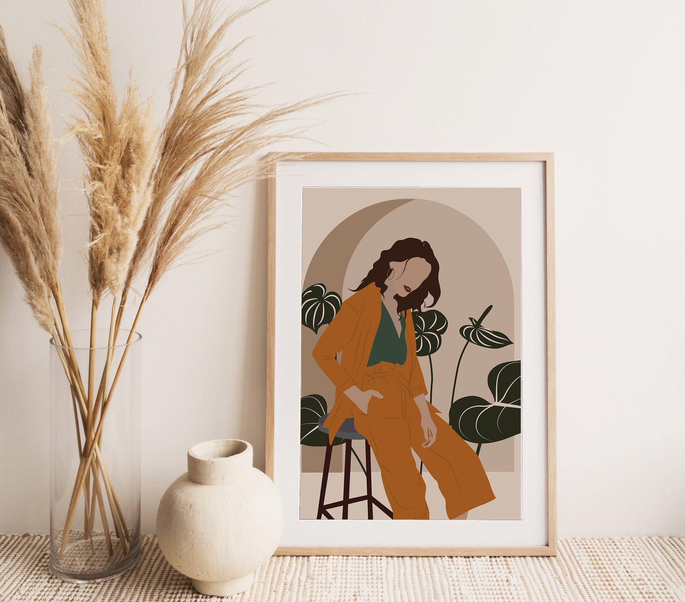 Flower Lady Art Digital Art Boho Decor Modern Wall Art Boho - Etsy