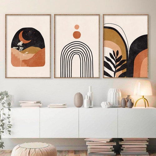 Boho Art Set of 3 Prints Boho Wall Art Abstract Gallery Wall - Etsy