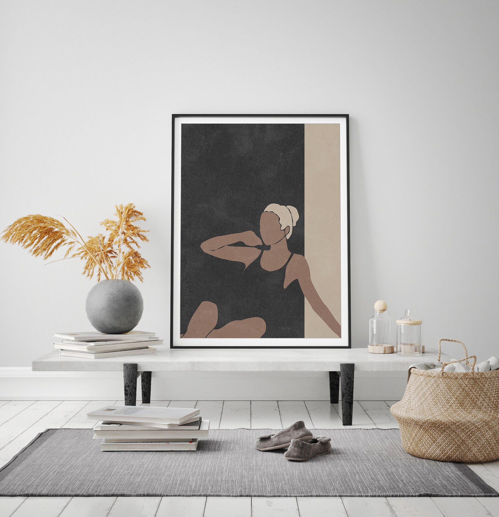 Modern Woman Wall Art Abstract Female Print Earthy Tone | Etsy