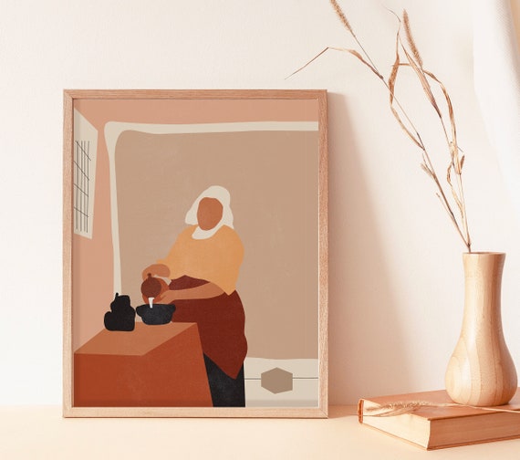 The Milkmaid Johannes Vermeer Art Abstract Midcentury Modern | Etsy