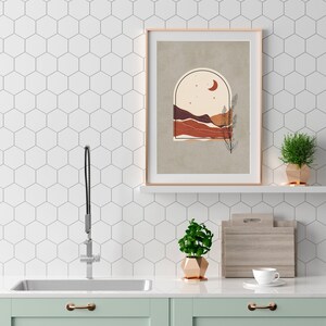 Boho Moon Print, Mid Century Modern Art, Moon Phase, Home Decor Prints ...