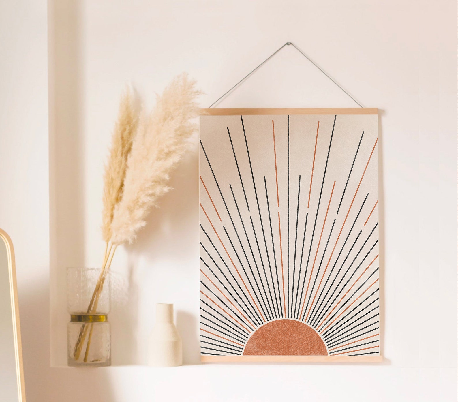Boho Set of 3 Wall Art Sun Decoration Art Bohemian Sun Wall - Etsy