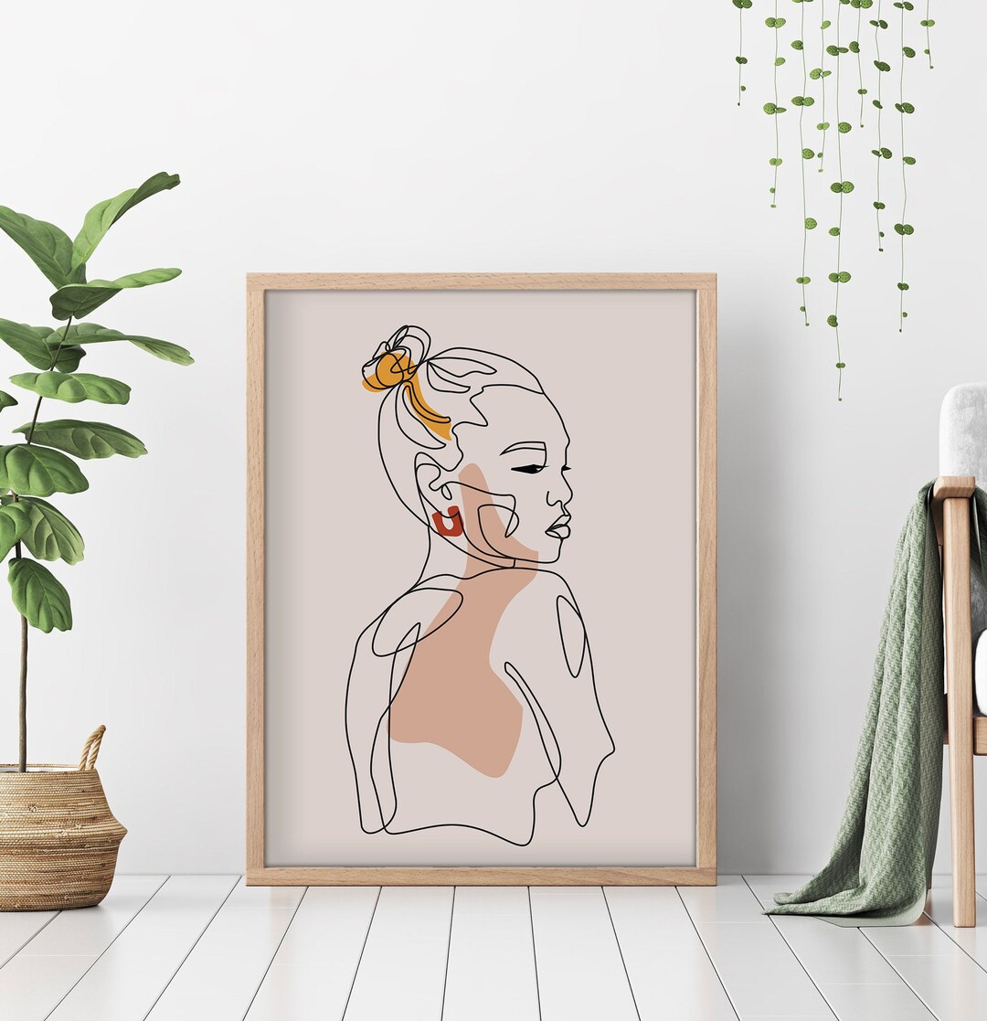 Female Art Print,woman Back Drawing, One Line Art, Printable Wall Art ...