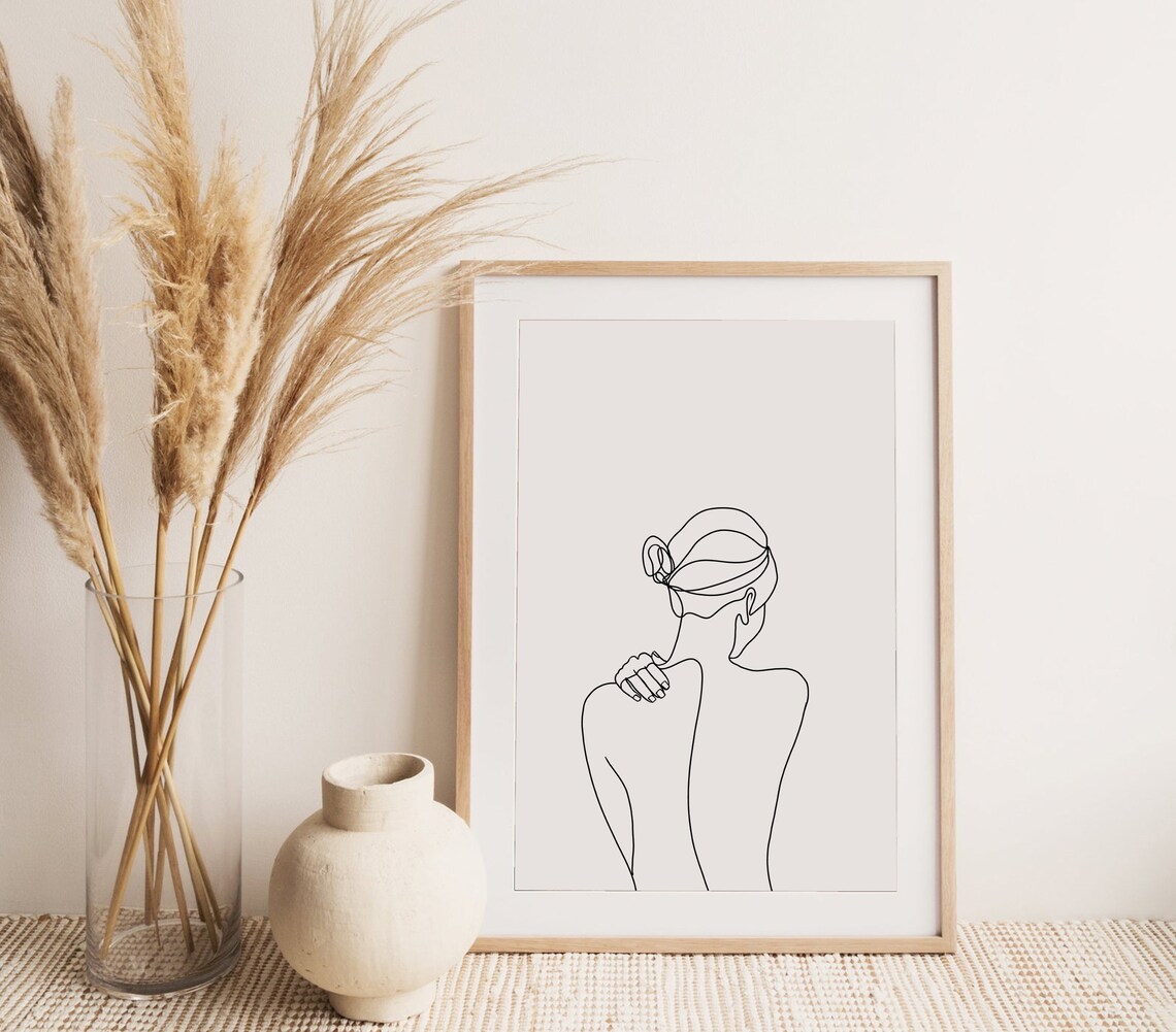 Woman Silhouette Woman Back Drawing Female Art Print One - Etsy