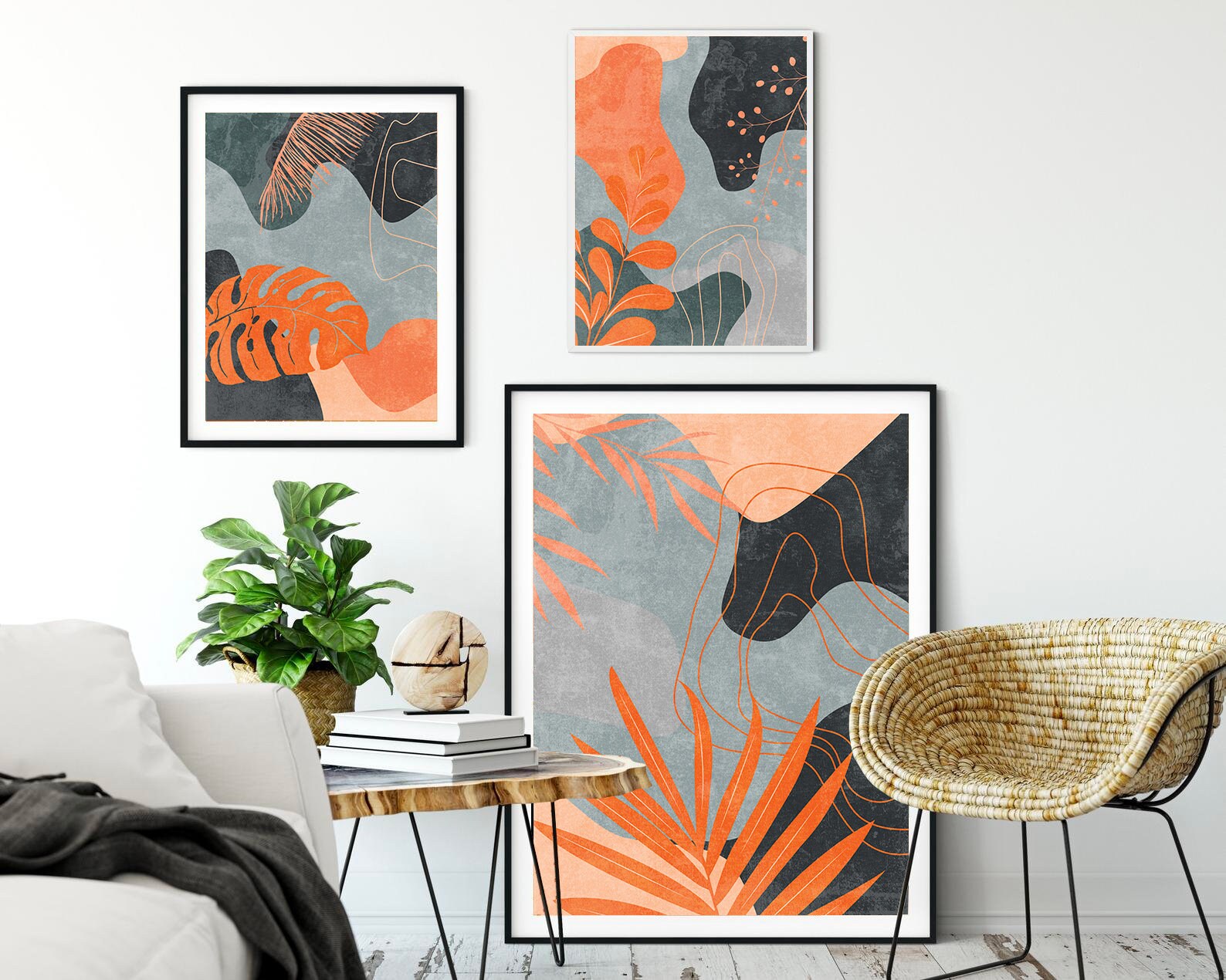 Boho Print Set of 3 Prints Abstract Gallery Wall Set Abstract | Etsy