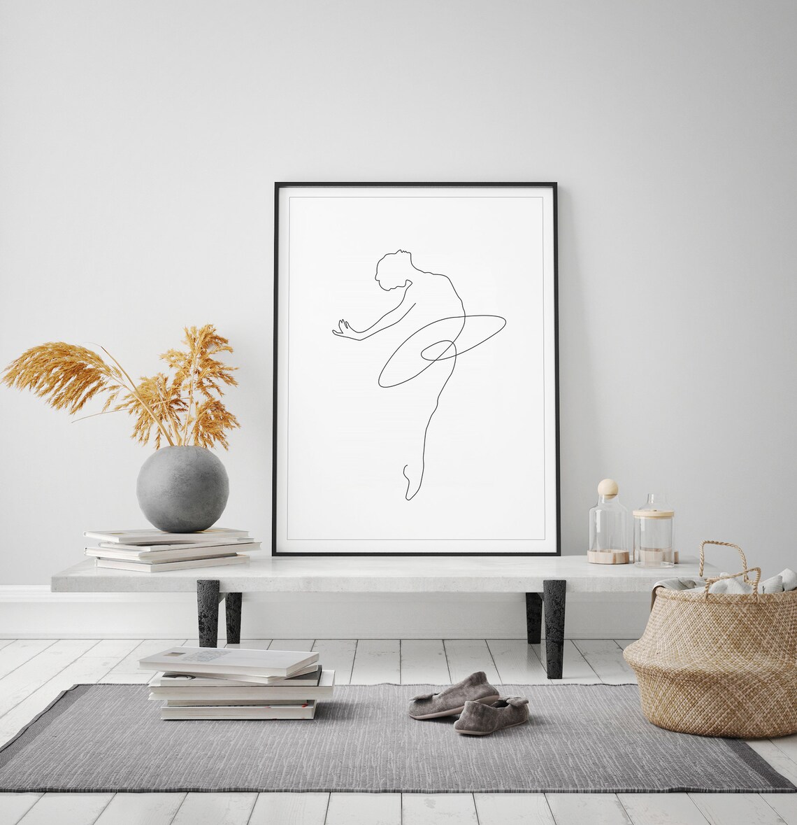 Abstract Ballerina Printable One Line Body Print Black White - Etsy