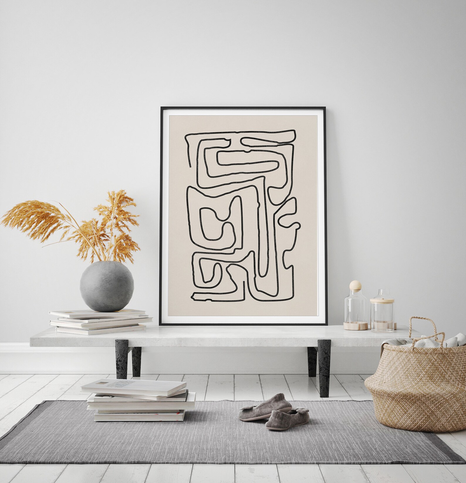 Mid Century Modern One Line Drawing Abstract Illustration | Etsy
