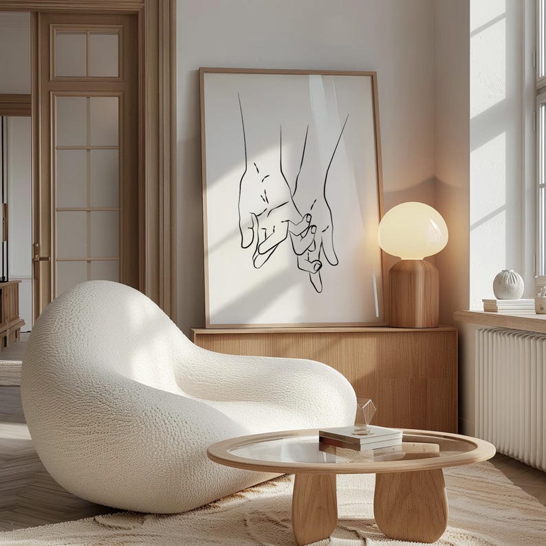 Pôster de arte minimalista com linhas que remetem ao amor, arte de ...