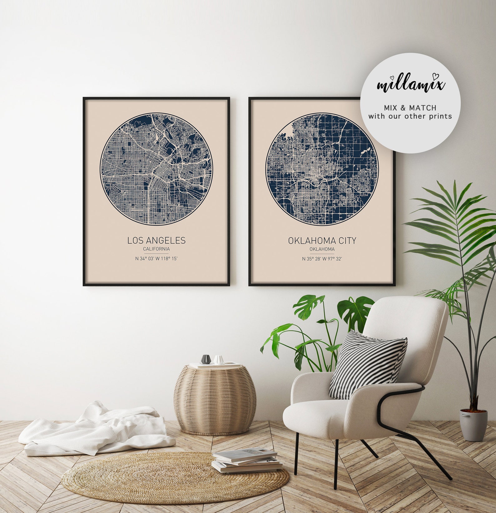 Los Angeles map poster print wall art California gift | Etsy
