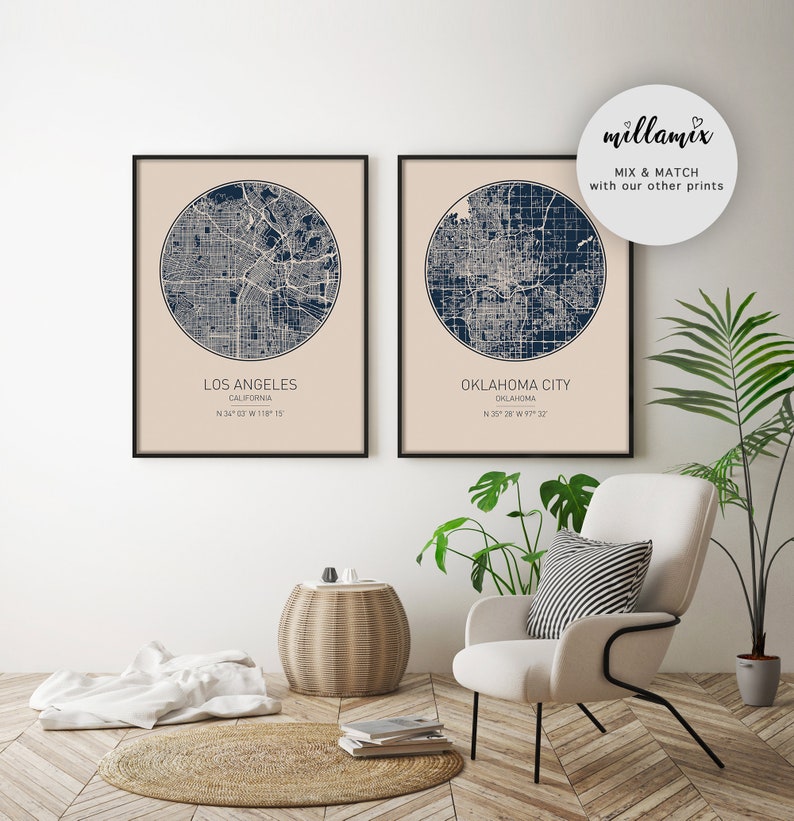 Los Angeles map poster print wall art California gift | Etsy