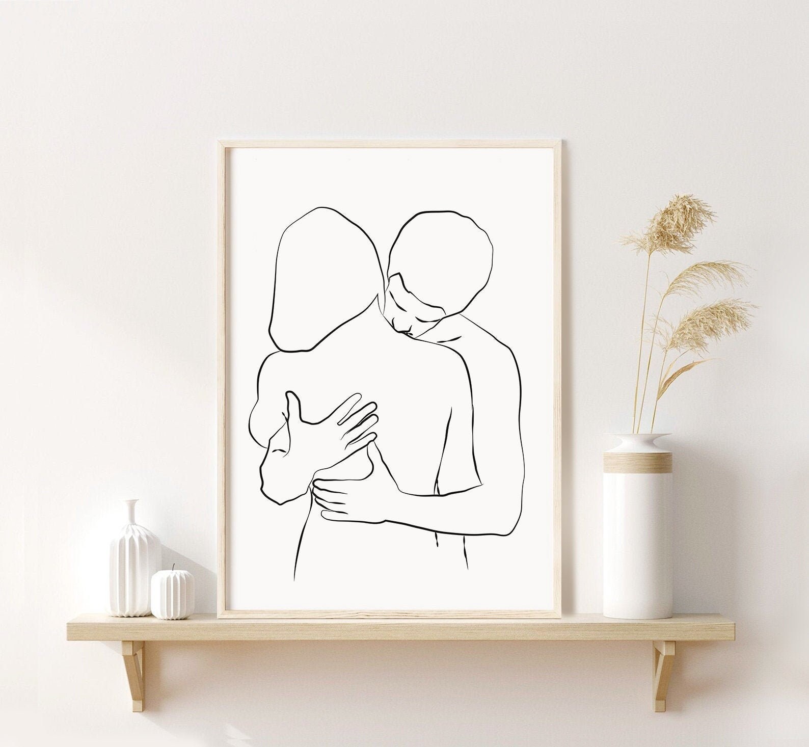 Abstract Couple Line Art Romantic Poster Body Couple One Line Etsy