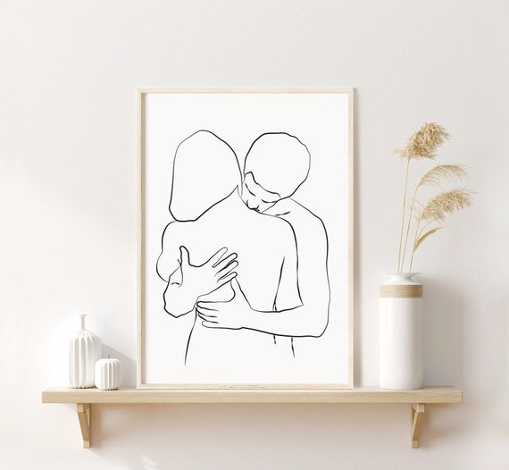 Abstract Couple Line Art Romantic Poster Body Couple One Line | Etsy