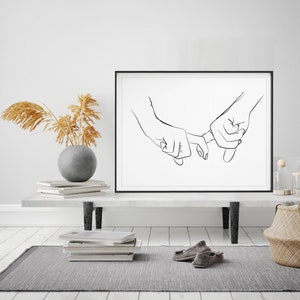 Holding Hands Line Art Minimalist Poster, Nordic, Abstract Poster ...